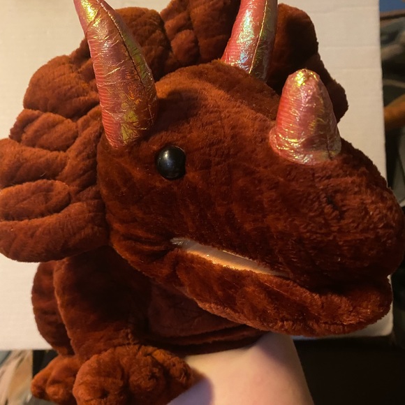 Toys | Triceratops Dinosaur Plush Puppet Maroon Large Stuffed 17inch ...